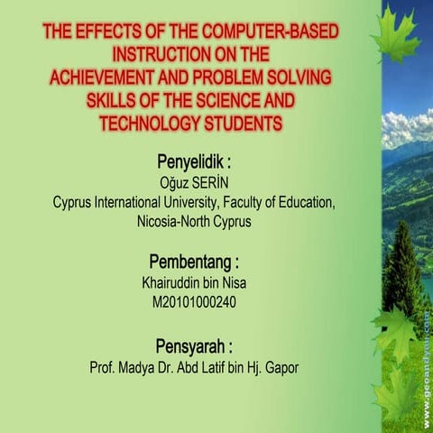 The Effects of Computer Based Instruction | PPSX
