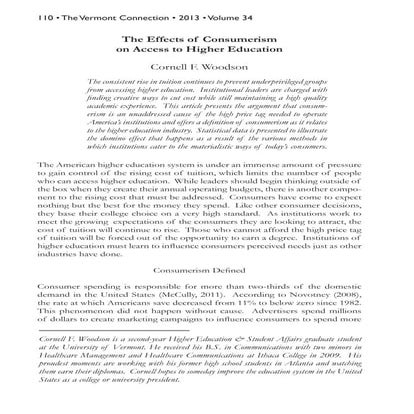 The Effects of Consumerism on Access to Higher Education | PDF