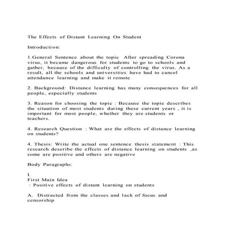 The Effects of Distant Learning On StudentIntroduction | PDF