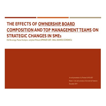 THE EFFECTS OF OWNERSHIP, BOARD COMPOSITION AND TOP MANAGEMENT TEAMS ON ...