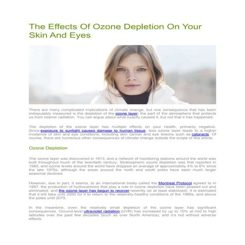 The Effects Of Ozone Depletion On Your Skin And Eyes | PDF