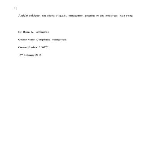 The effects of quality management practices on and employees’ well ...
