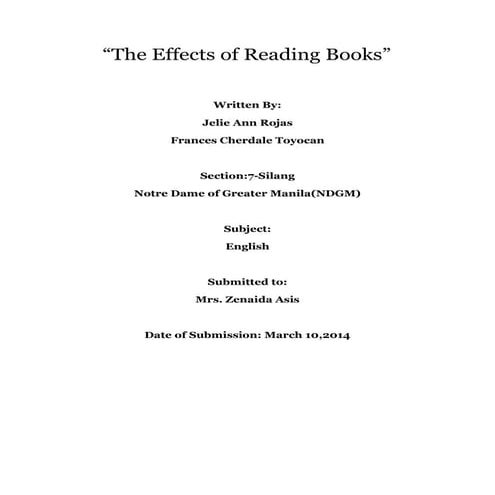 The effects of reading books | DOCX