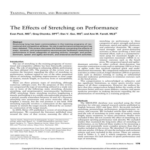 The Effects of Stretching on Performance | PDF | Physical Therapy ...