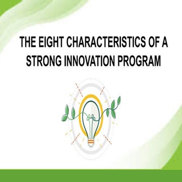 The Eight Characteristics of Innovation Program (First Three) by Irish ...