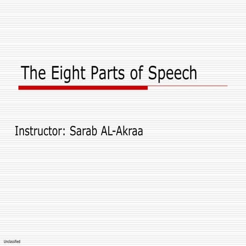 8 Parts of Speech PowerPoint | PPT