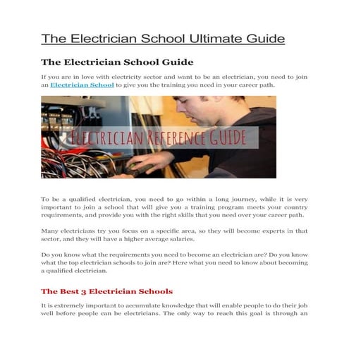 The electrician school ultimate guide | PDF