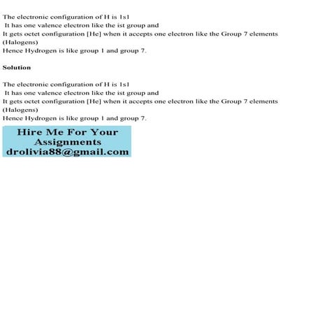 The electronic configuration of H is 1s1 It has one valence electr.pdf