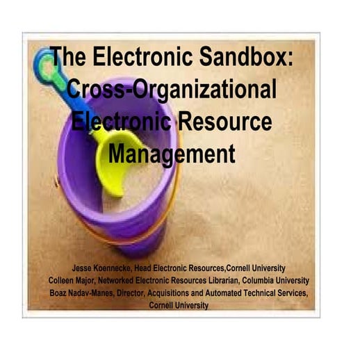 The Electronic Sandbox: Cross Organizational Electronic Resource ...