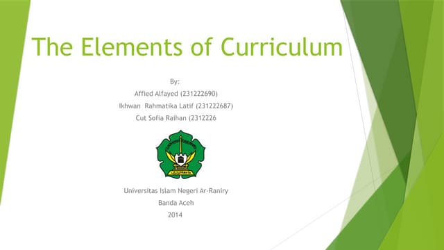 the different components of curriculum design | PPTX