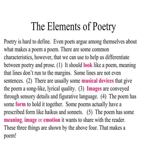 The Elements of Poetry - WorWic FA2016 | PPT | Poetry | Books and ...