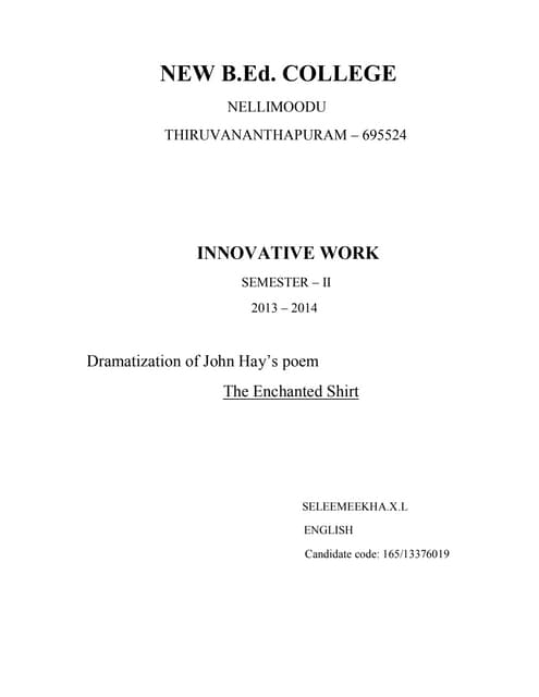 The Enchanted Shirt | PPTX | Poetry | Books and Literature