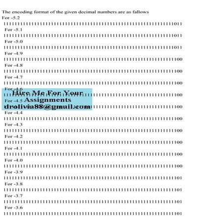 The encoding format of the given decimal numbers are as fallowsFor.pdf