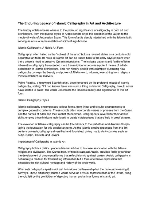 History of Calligraphy | PPTX | Arts and Crafts | Hobbies & Interests