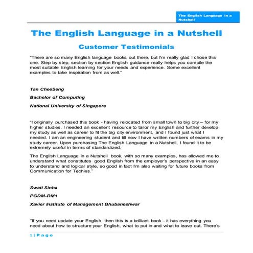 The english language in a nutshell preview | PDF