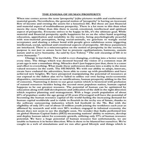 The enigma of human prosperity | PDF