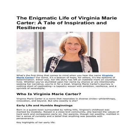The Enigmatic Life of Virginia Marie Carter_ A Tale of Inspiration and ...