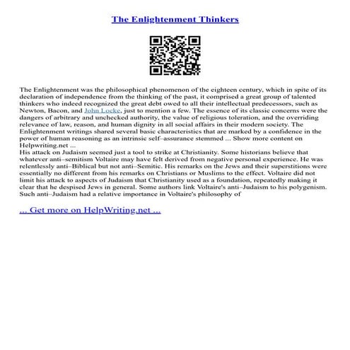 The Enlightenment Thinkers | PDF
