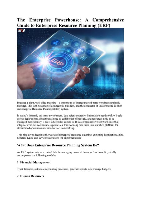 Top 7 Benefits Enterprise Resource Planning | Enterprise Wired | PDF Top 7 Benefits Enterprise Resource Planning | Enterprise Wired | PDF