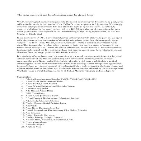 The entire statement and list of signatures may be viewed here | PDF