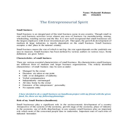 The Entrepreneurial Spirit | DOCX