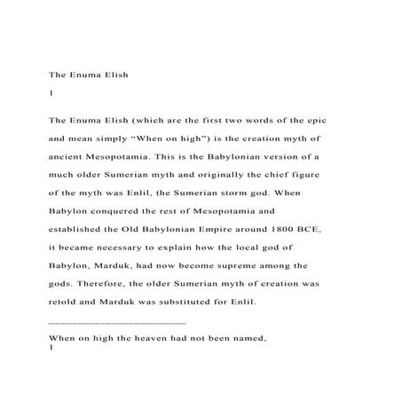 The Enuma Elish 1 The Enuma Elish (which are the fir.docx