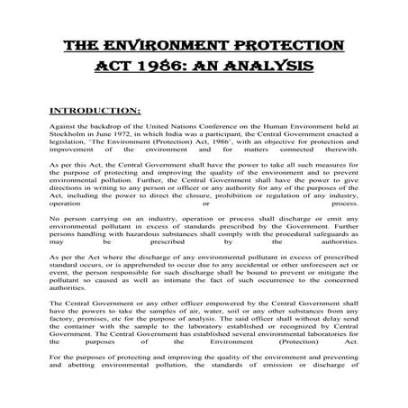 The environment protection act 1986 | DOCX