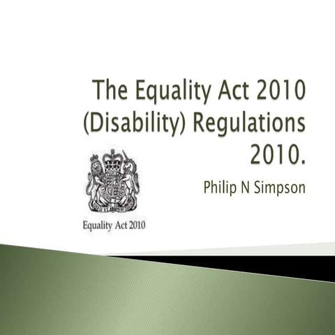 The Equality Act 2010 (disability) regulations power point | PPTX