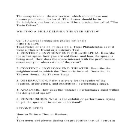 The essay is about theater review, which should have one theater pro.docx