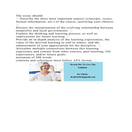 The essay should Describe the three most important aspects (co.docx