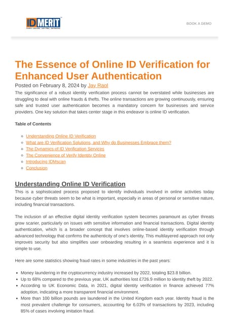 Online ID Verification and KYC Service | PPT