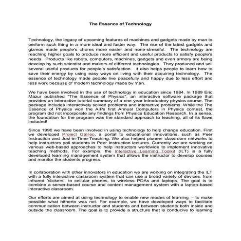 The Essence Of Technology | DOCX