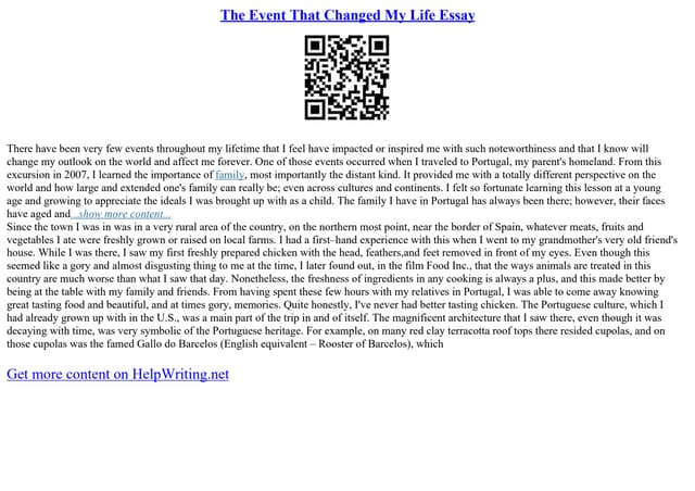The Event That Changed My Life Essay | PPT The Event That Changed My Life Essay | PPT