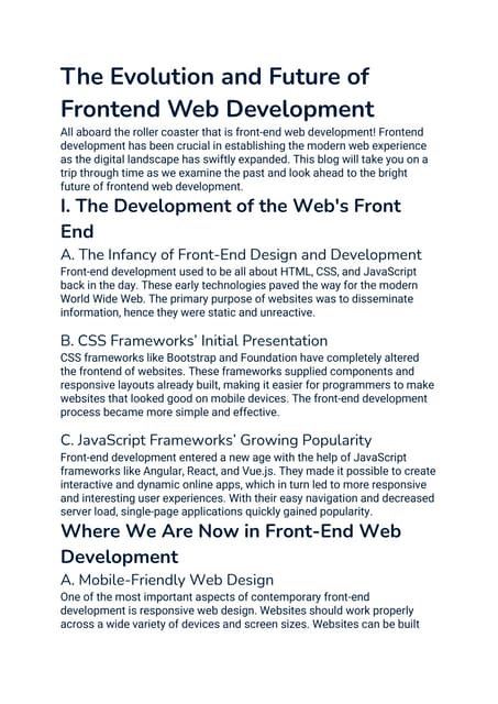 The Evolution And Future Of Frontend Web Developmentpdf Web Development Internet