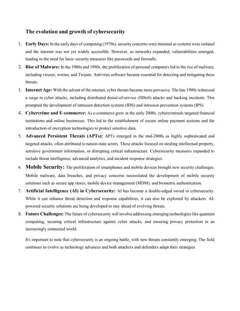 The Evolution of Cyber Threats: Past, Present, and Future Trends | PDF