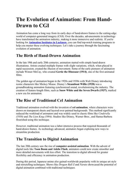 The Evolution of Animation in Film - Mark Murphy Director | PDF