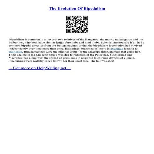 The Evolution Of Bipedalism | PDF
