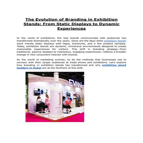 The Evolution of Branding in Exhibition Stands From Static Displays to ...
