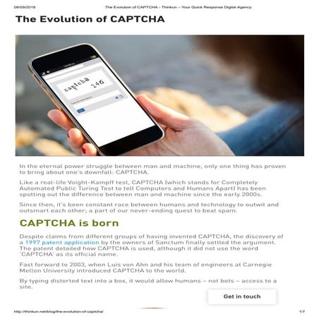 The Evolution of CAPTCHA | PDF | Search | Internet