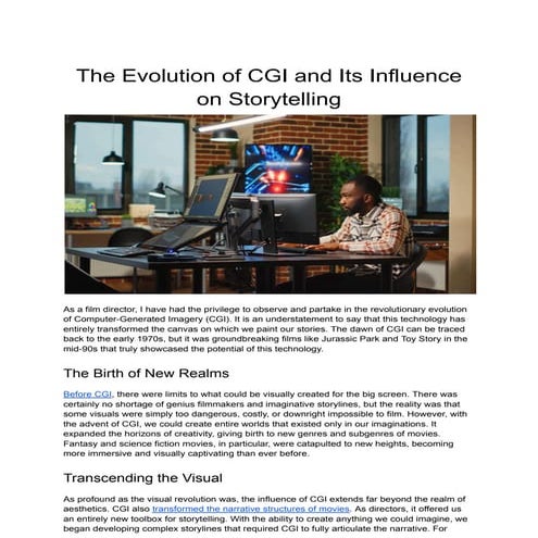 The Evolution of CGI and Its Influence on Storytelling | PDF
