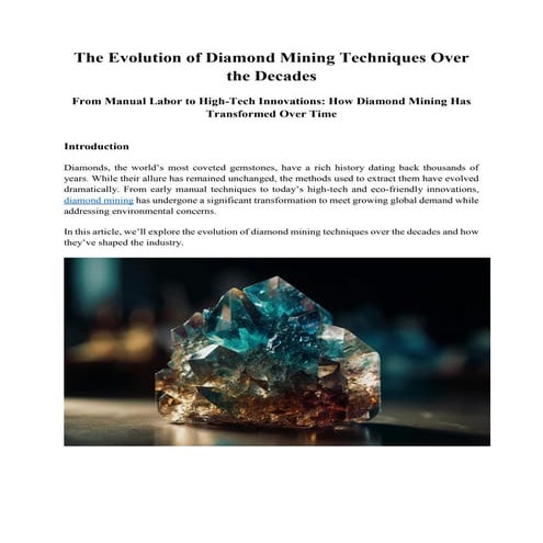The Evolution of Diamond Mining Techniques Over the Decades | PDF