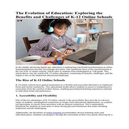 K-12 Online Schools: Exploring the Benefits and Challenges | Enterprise Wired | PDF