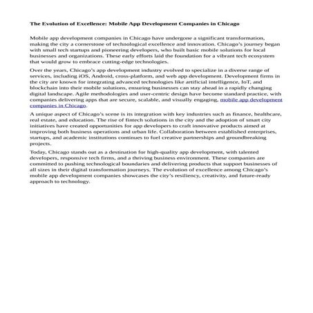 The Evolution of Excellence - Mobile App Development Companies in ...