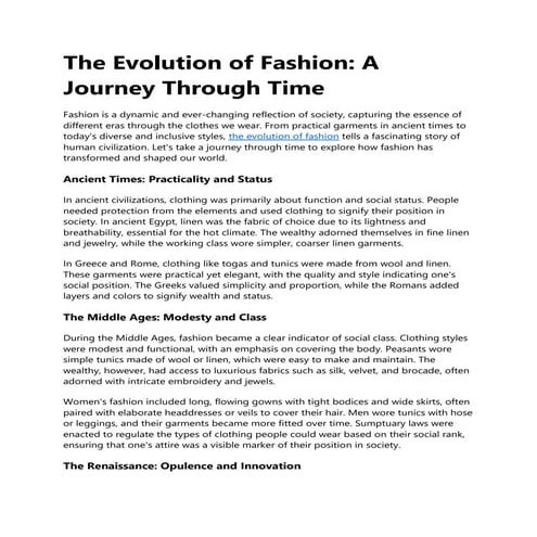 The Evolution of Fashion Article .docx