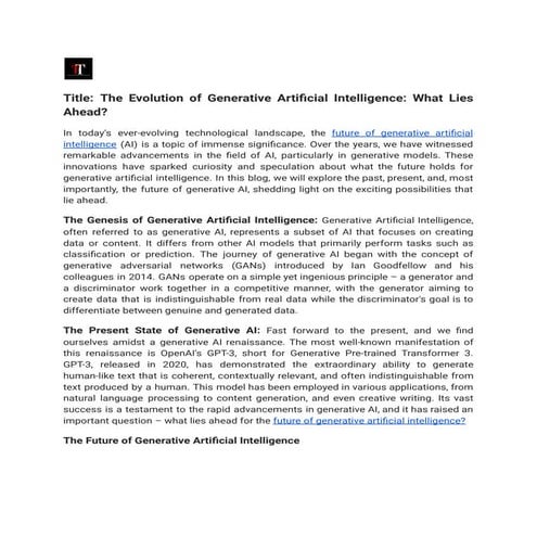 The Evolution of Generative Artificial Intelligence What Lies Ahead.pdf