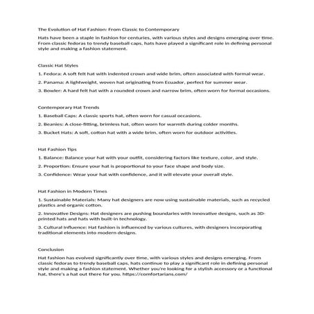 The Evolution of Hat Fashion elegancesss | DOCX