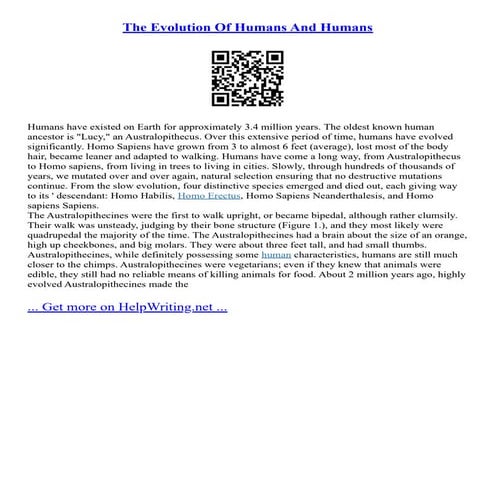 The Evolution Of Humans And Humans | PDF