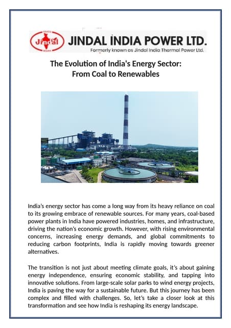Coal in India - A Challenging but Necessary Transition | PPT