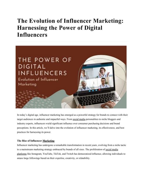 Influencer Marketing Power point presentation | PPT