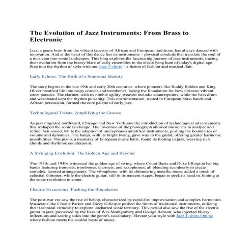 The Evolution of Jazz Instruments | PDF
